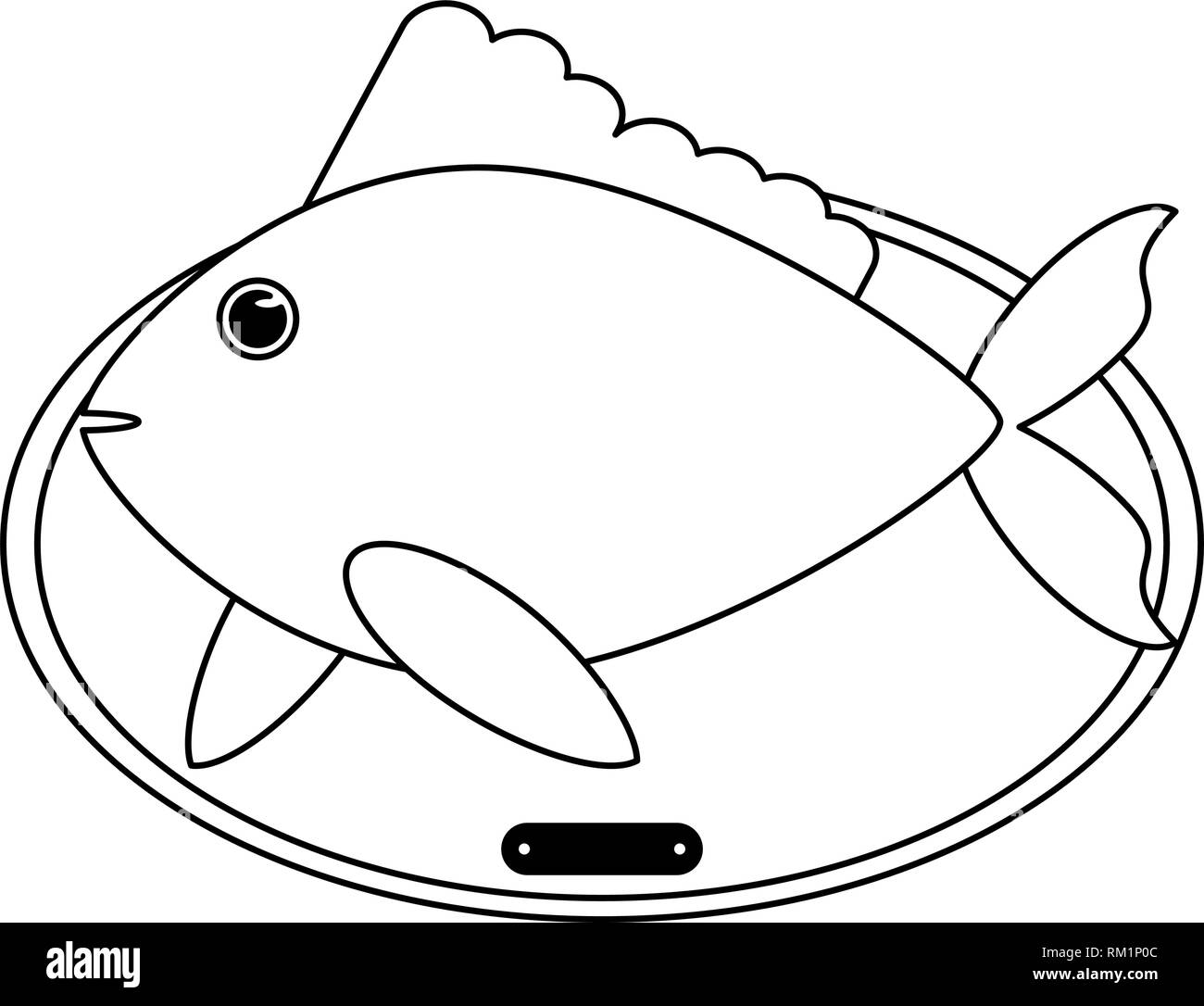Fish haunted in wooden frame in black and white Stock Vector Image ...