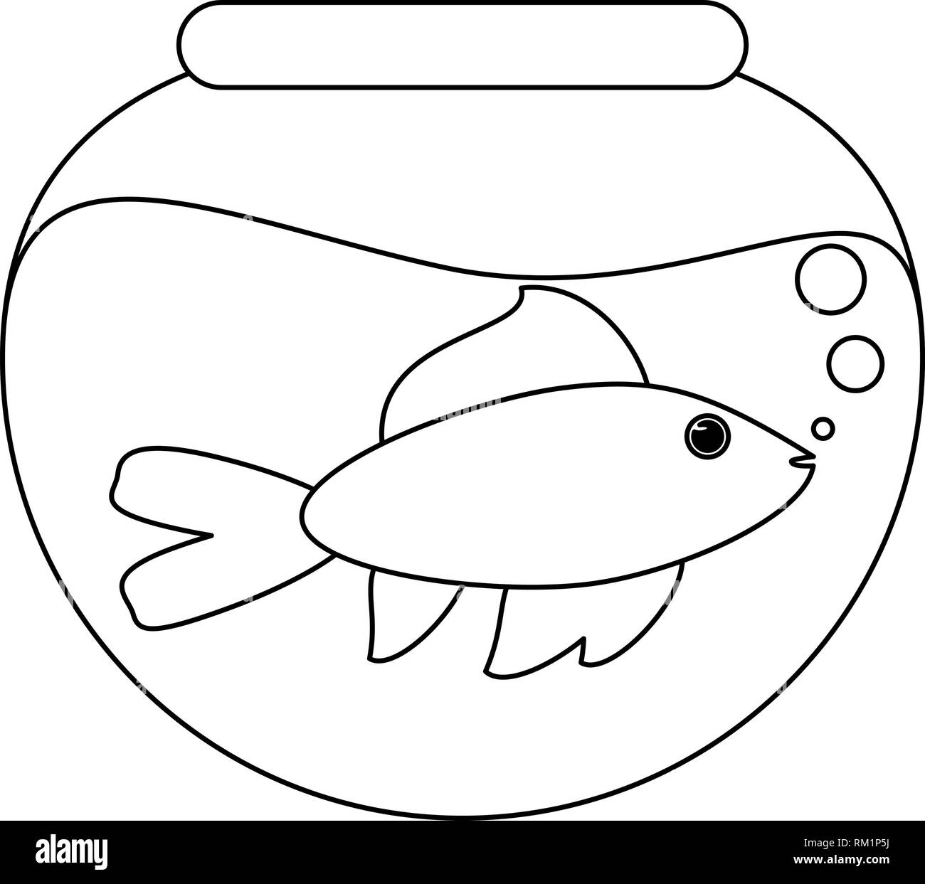 Fish in crystal bowl in black and white Stock Vector Image & Art - Alamy
