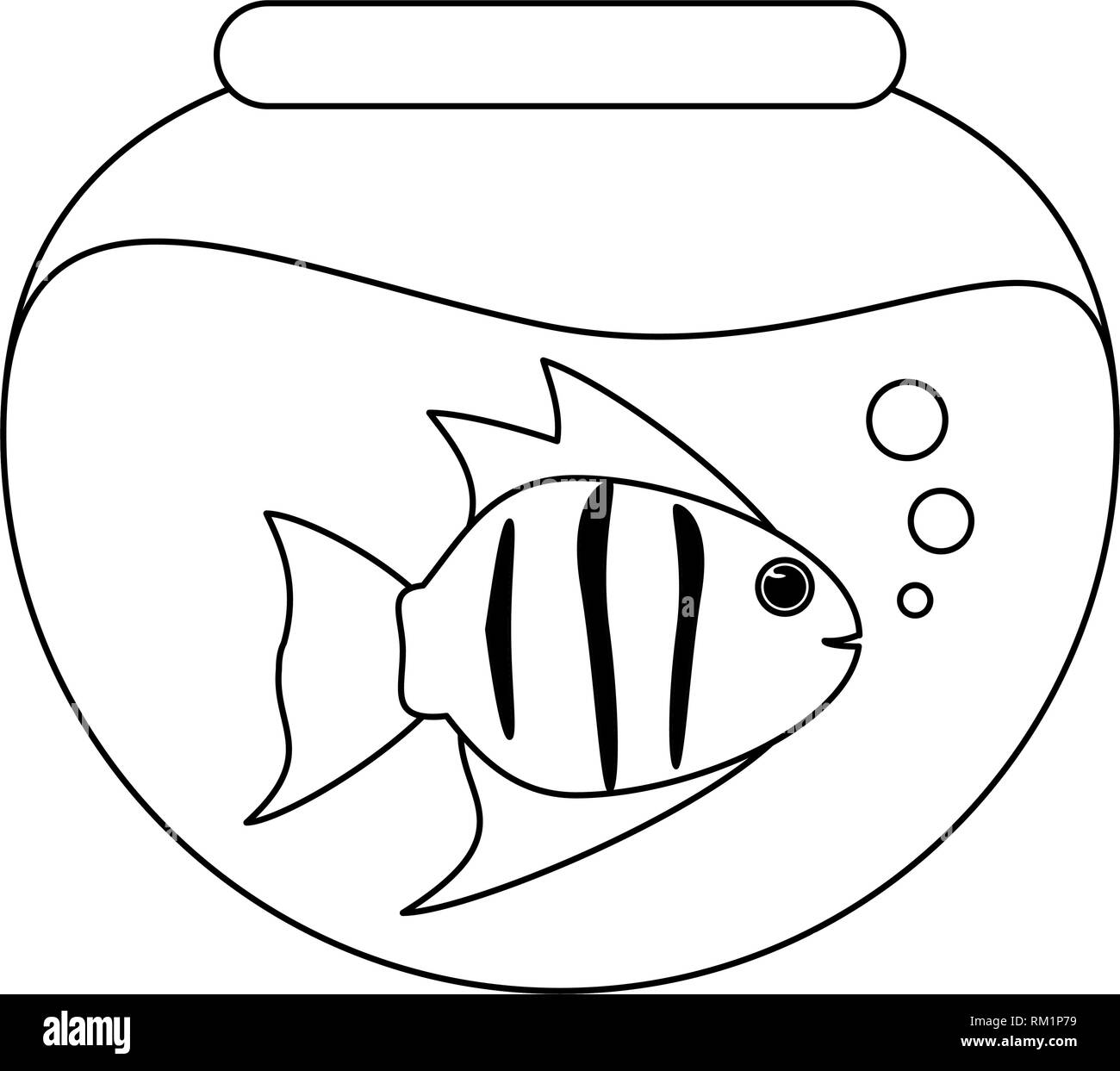 Fish in crystal bowl in black and white Stock Vector Image & Art - Alamy