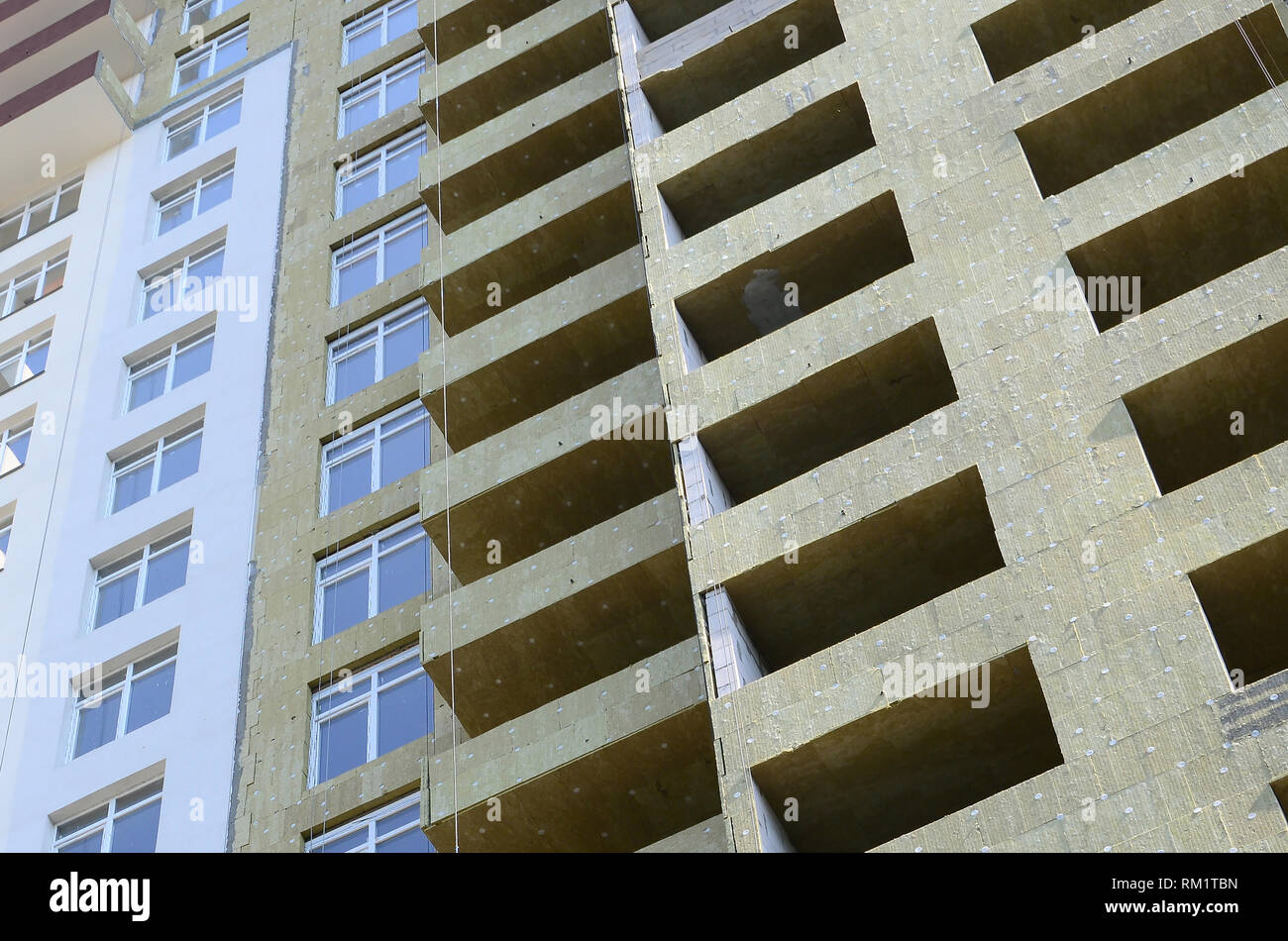 New city residential multi store apartement high building house facade ...