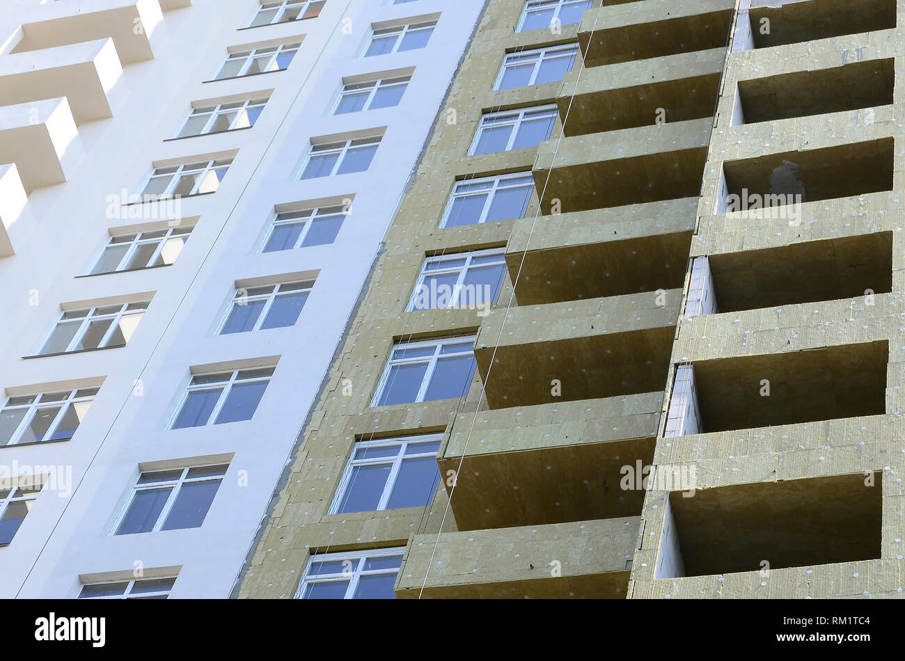 New city residential multi store apartement high building house facade ...