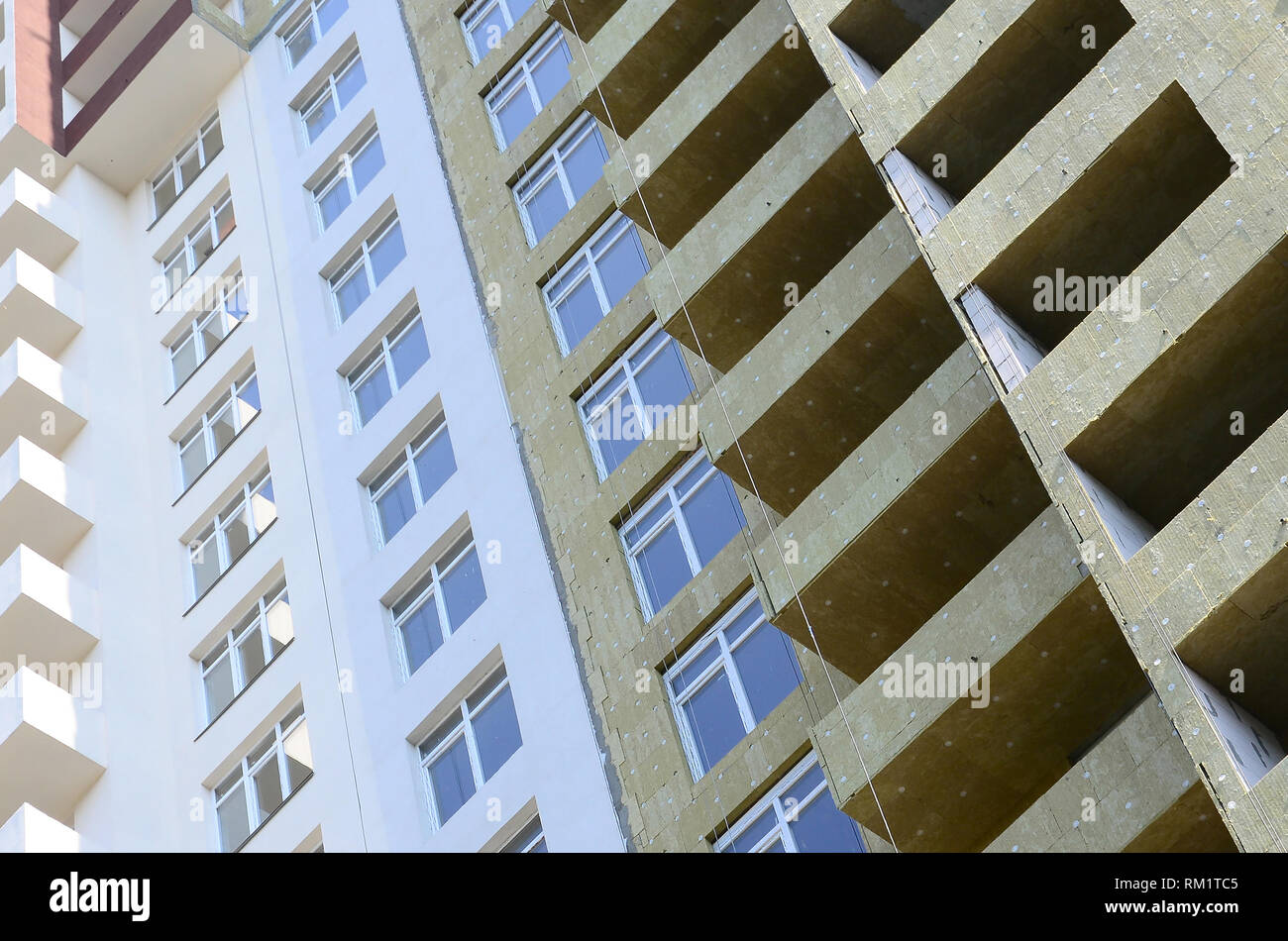 New city residential multi store apartement high building house facade ...