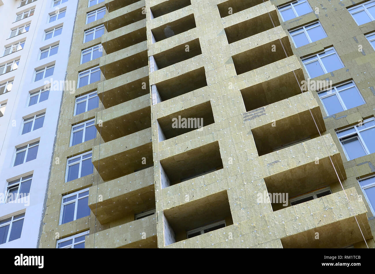 New city residential multi store apartement high building house facade ...