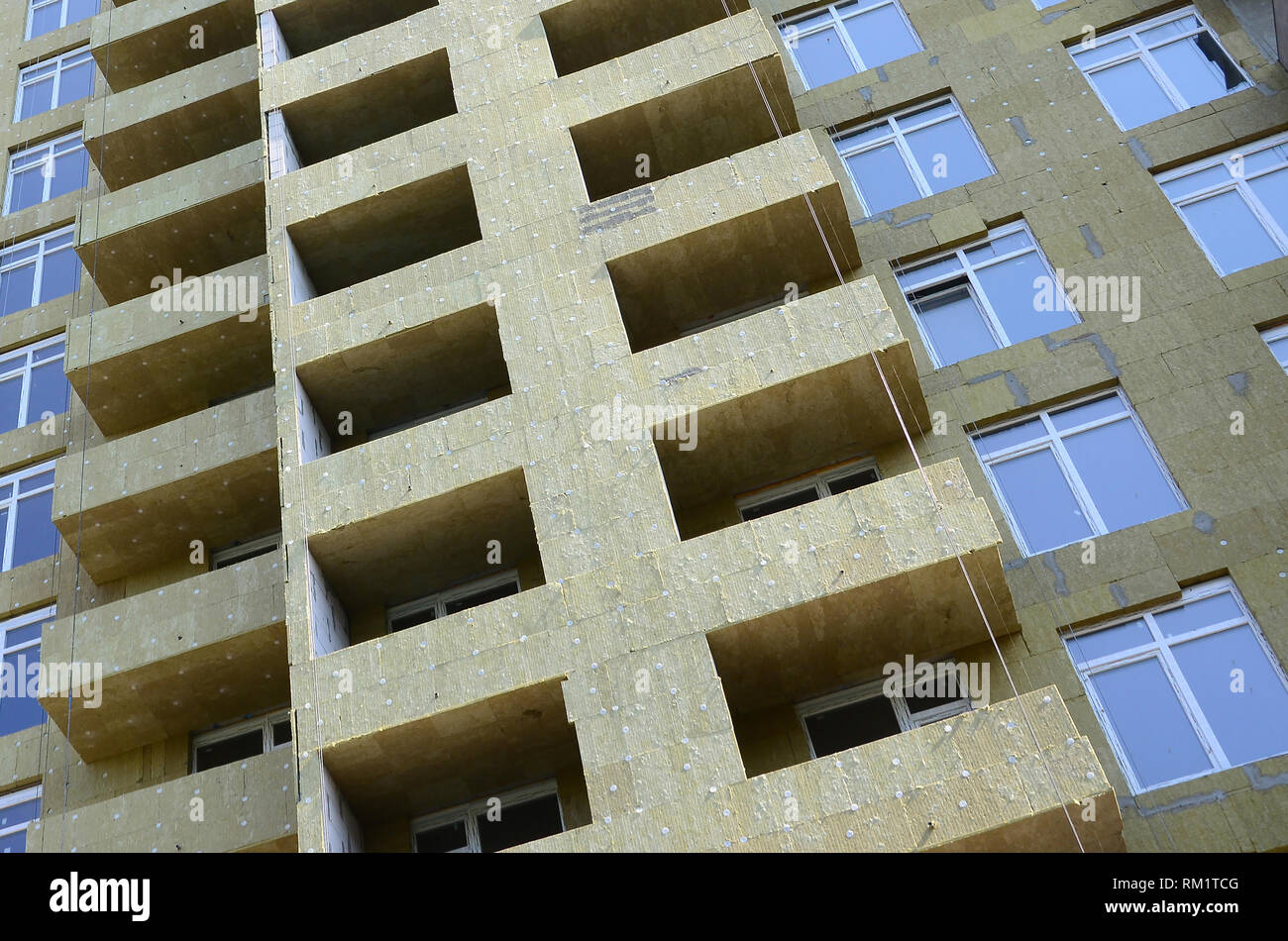 New city residential multi store apartement high building house facade ...