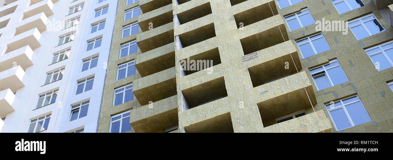 New city residential multi store apartement high building house facade ...