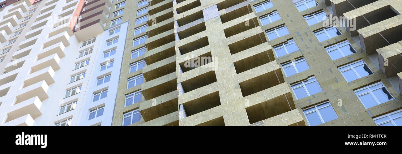 New city residential multi store apartement high building house facade ...