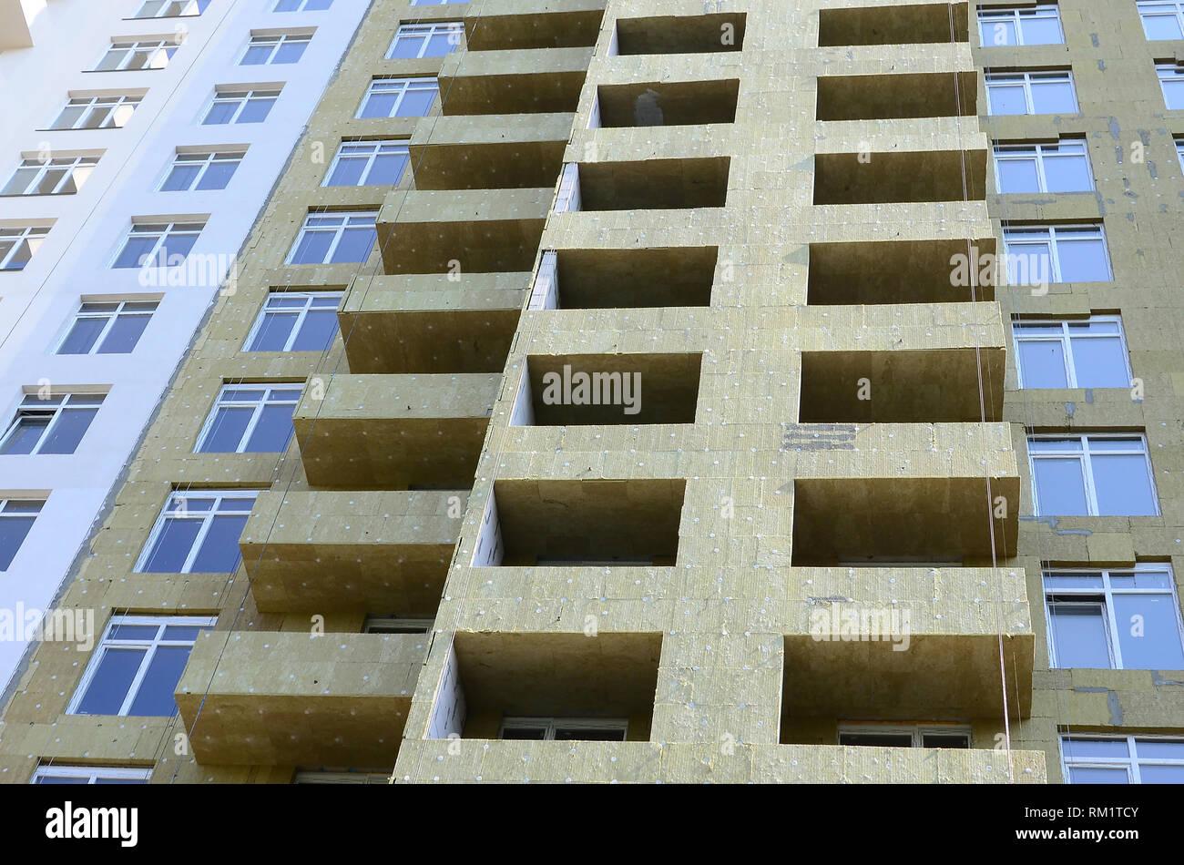 New city residential multi store apartement high building house facade ...