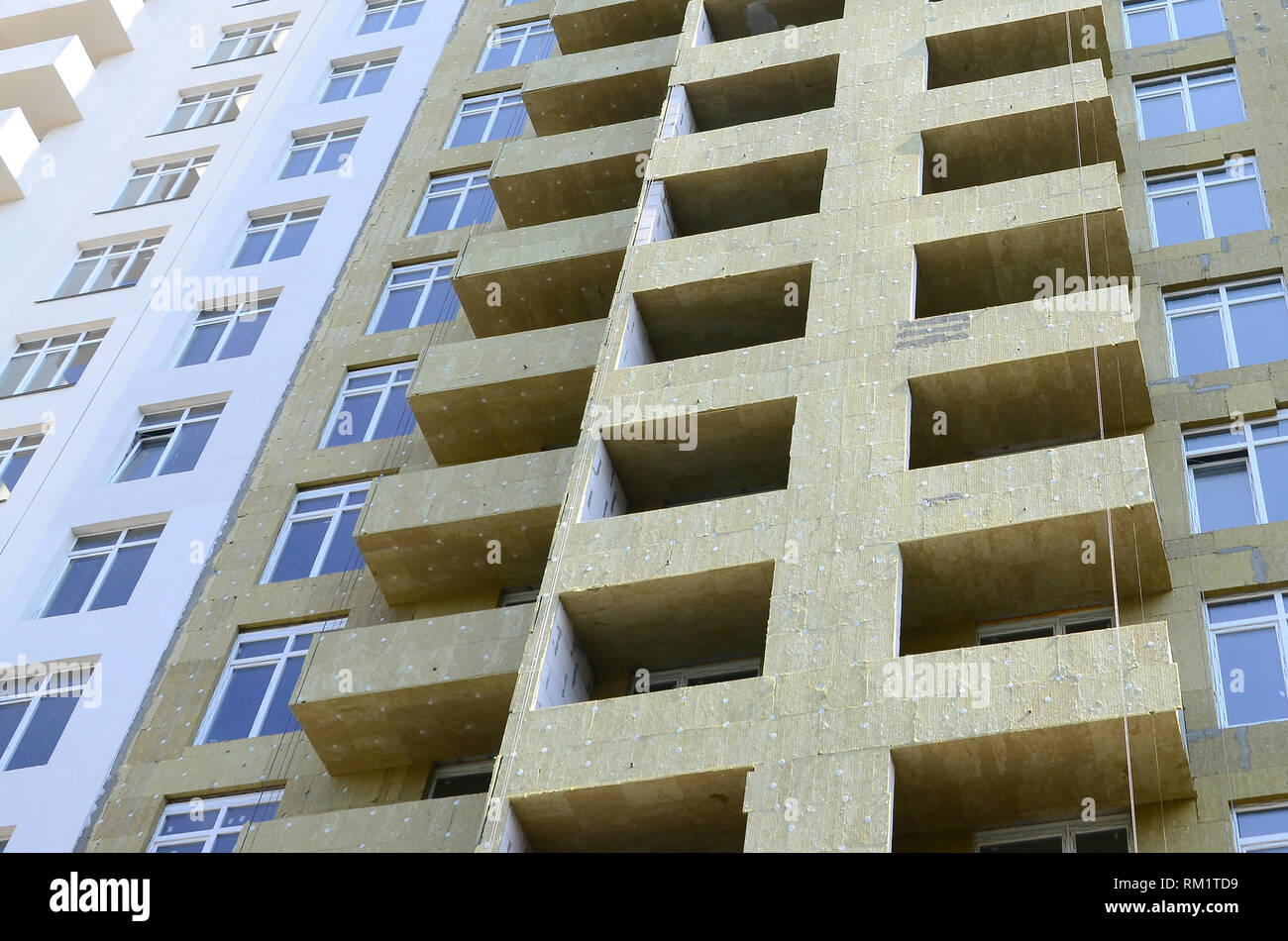 New city residential multi store apartement high building house facade ...