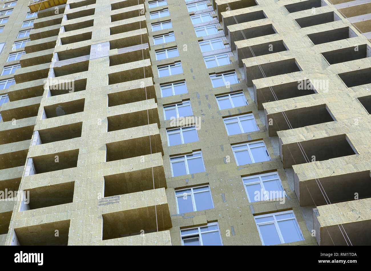 New city residential multi store apartement high building house facade ...