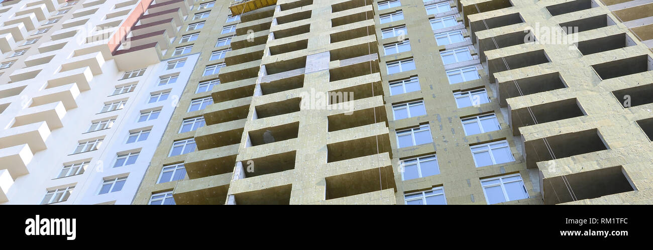 New city residential multi store apartement high building house facade ...