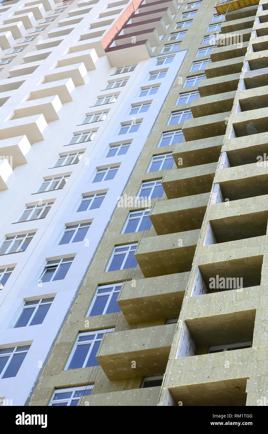 New city residential multi store apartement high building house facade ...