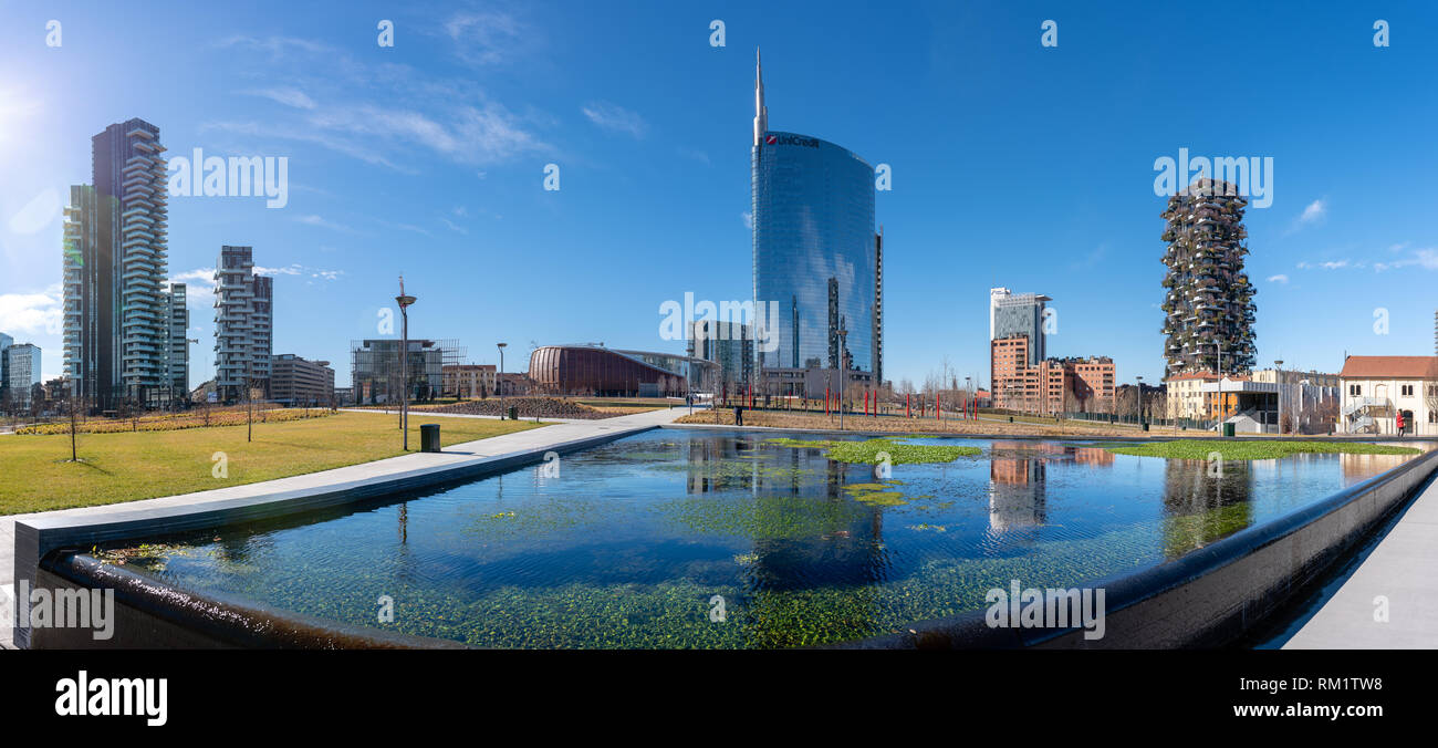 02/11/2019 Milan, Italy: the new skyline of Milan, view of the new city ...