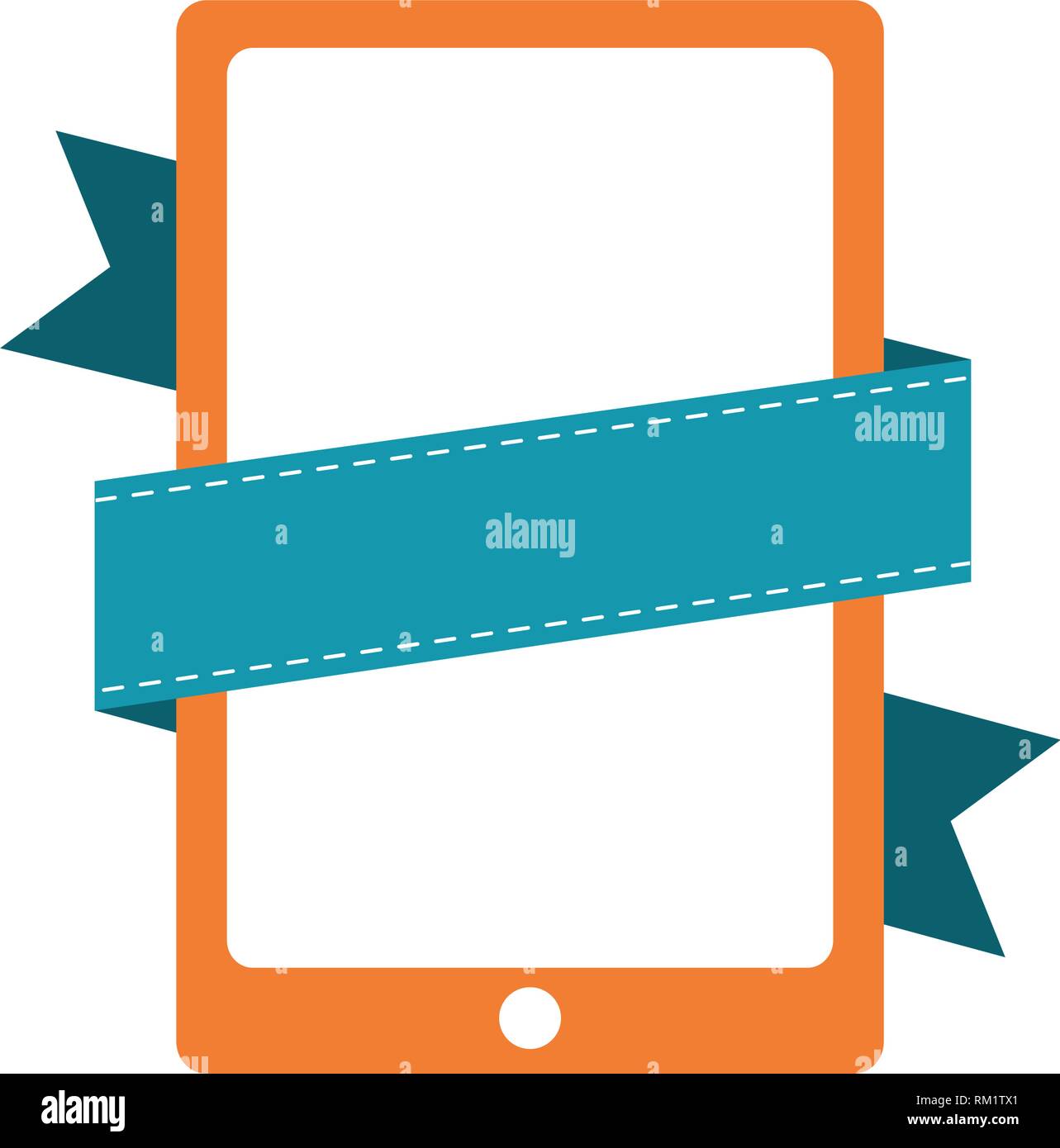 smartphone with blank ribbon banner symbol Stock Vector Image & Art - Alamy