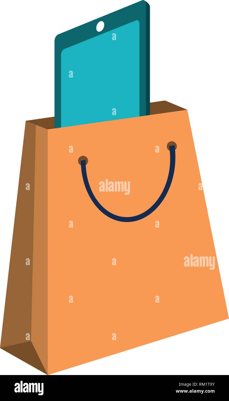 smartphone inside shopping bag Stock Vector Image & Art - Alamy