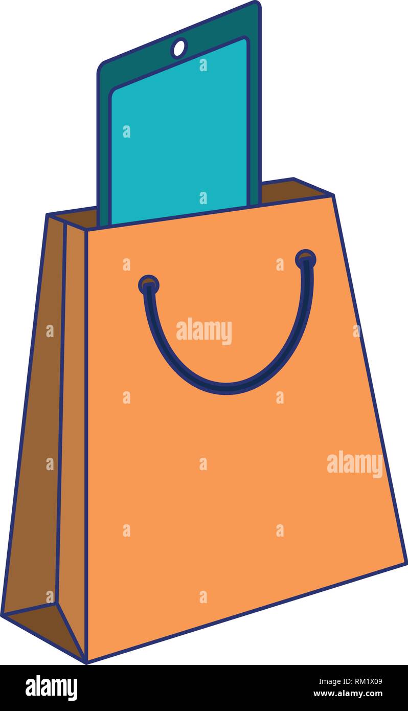 smartphone inside shopping bag Stock Vector Image & Art - Alamy