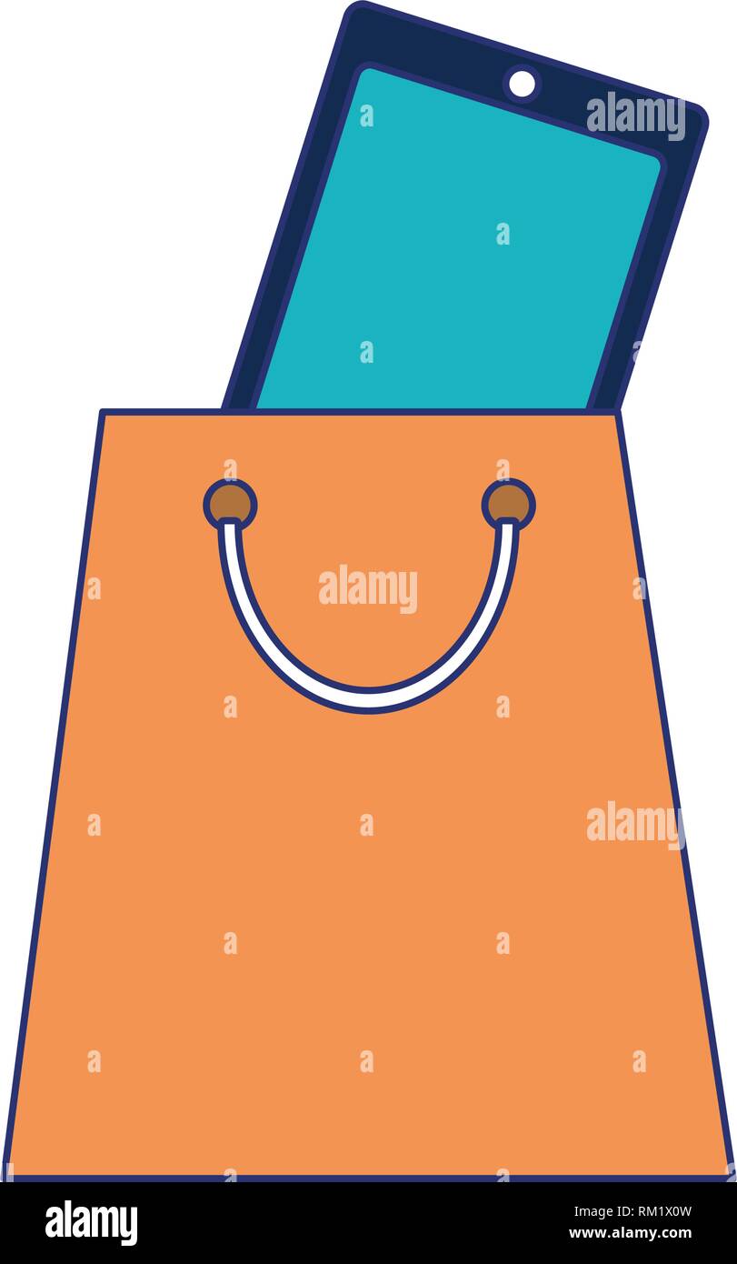 smartphone inside shopping bag Stock Vector Image & Art - Alamy