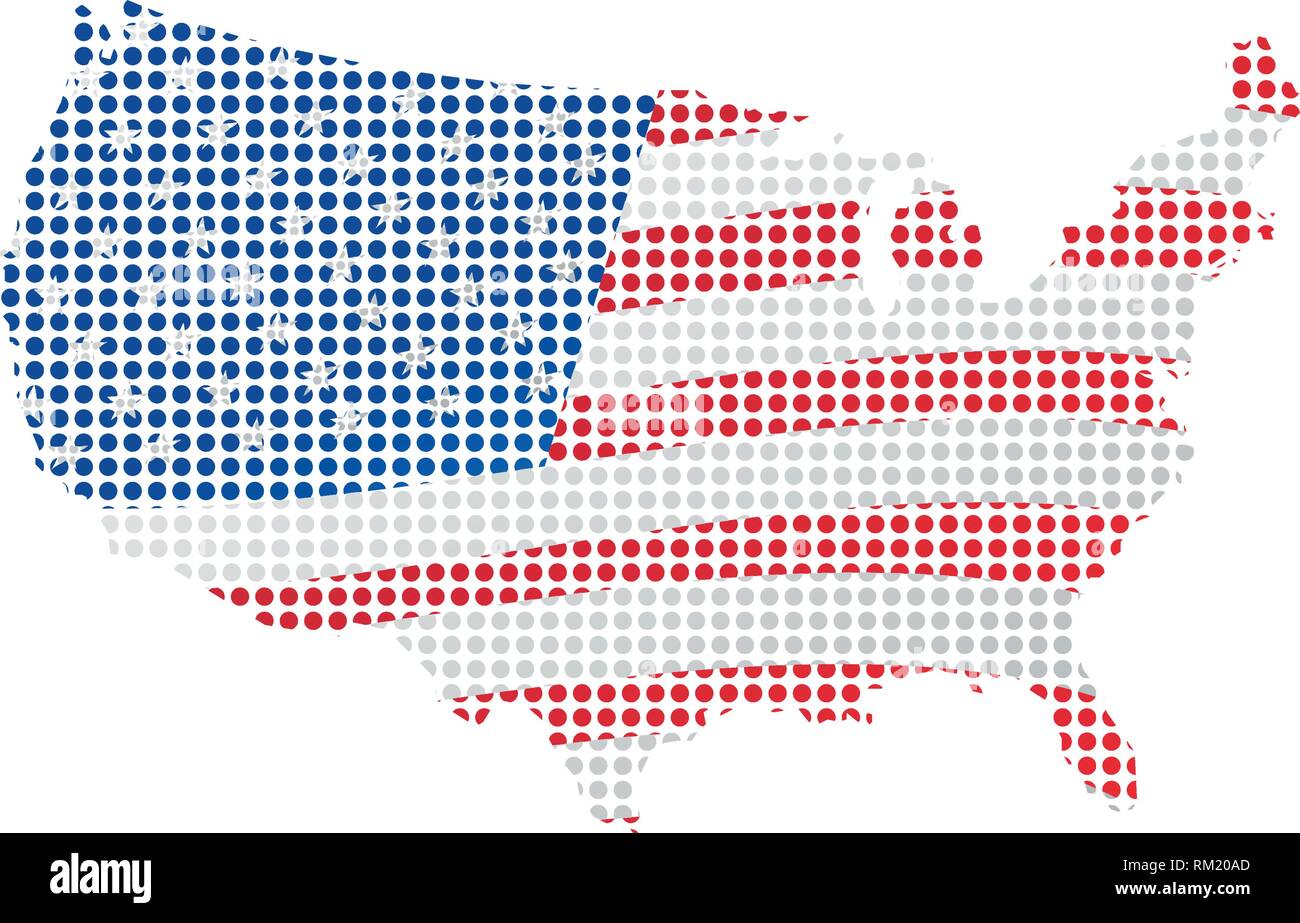Map of United States with flag Stock Vector Image & Art - Alamy