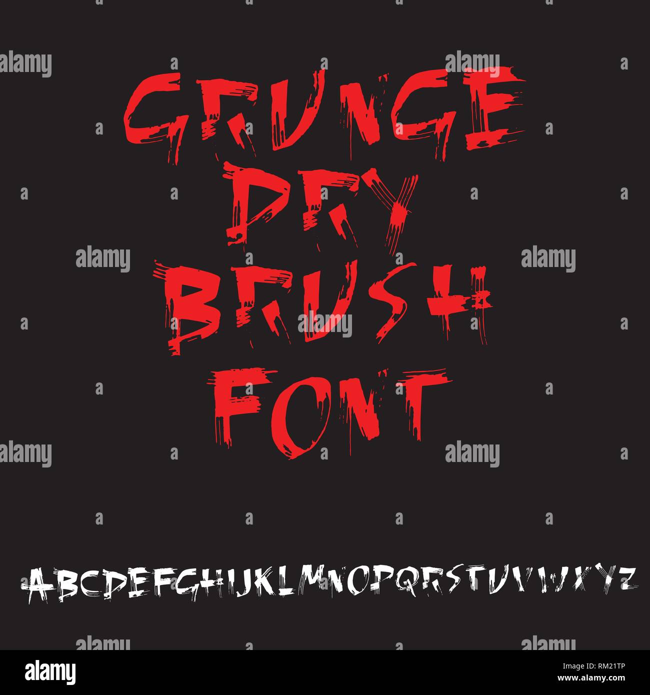 Grungy modern dry brush lettering. Handdrawn grunge ink font. Vector ...