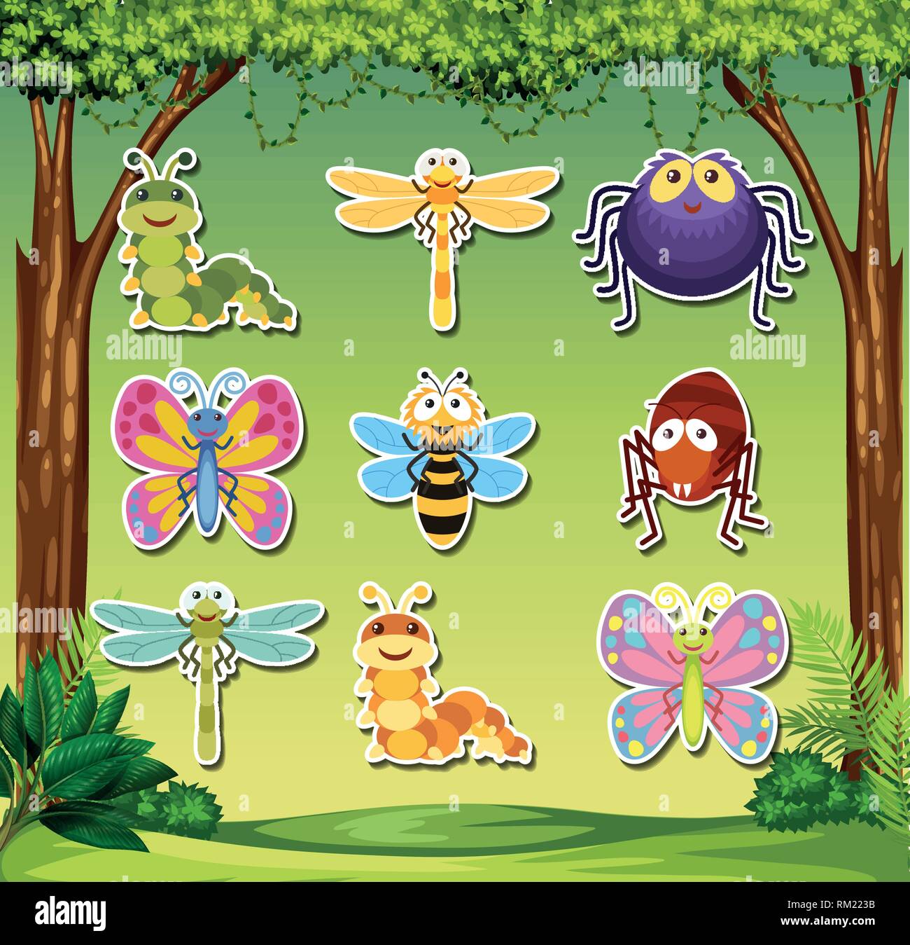Set of insect sticker illustration Stock Vector Image & Art - Alamy