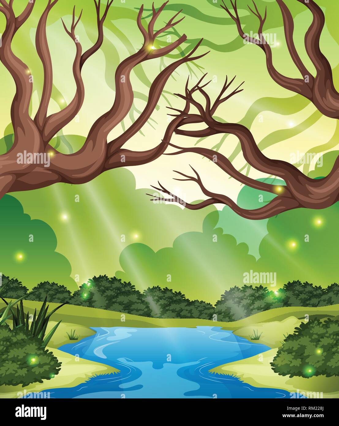 A nature forest landscape illustration Stock Vector Image & Art - Alamy