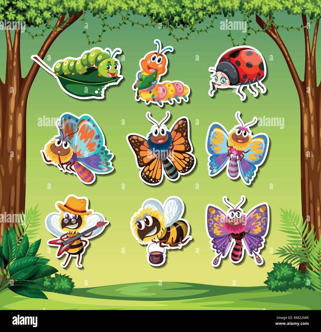 Set of insect sticker illustration Stock Vector Image & Art - Alamy