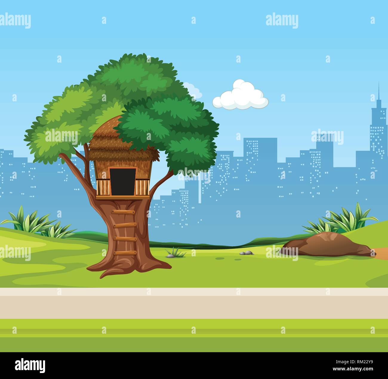 A tree house in the park illustration Stock Vector Image & Art - Alamy