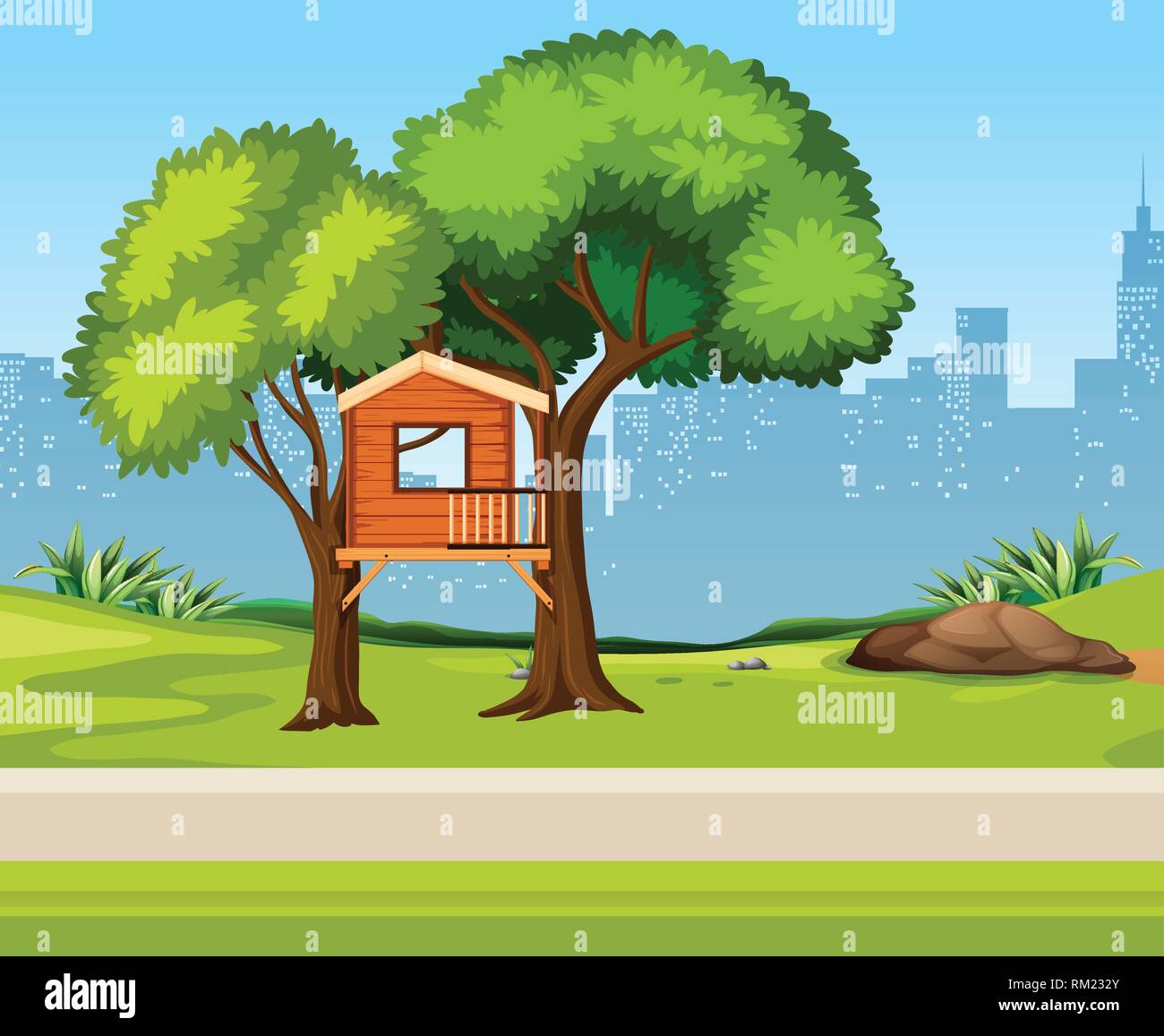 A tree house in the park illustration Stock Vector Image & Art - Alamy