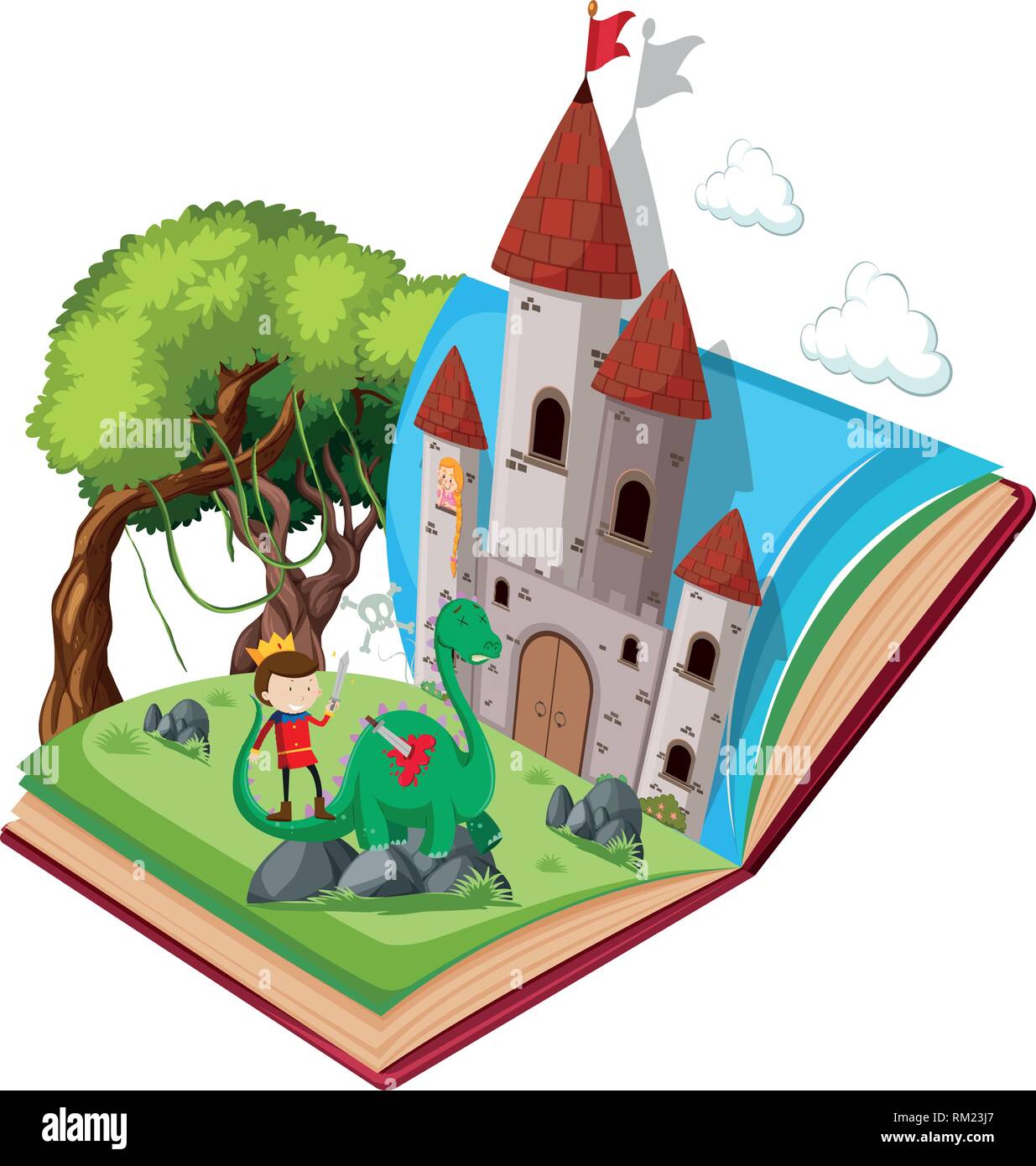 Fairy tale open book illustration Stock Vector Image & Art - Alamy