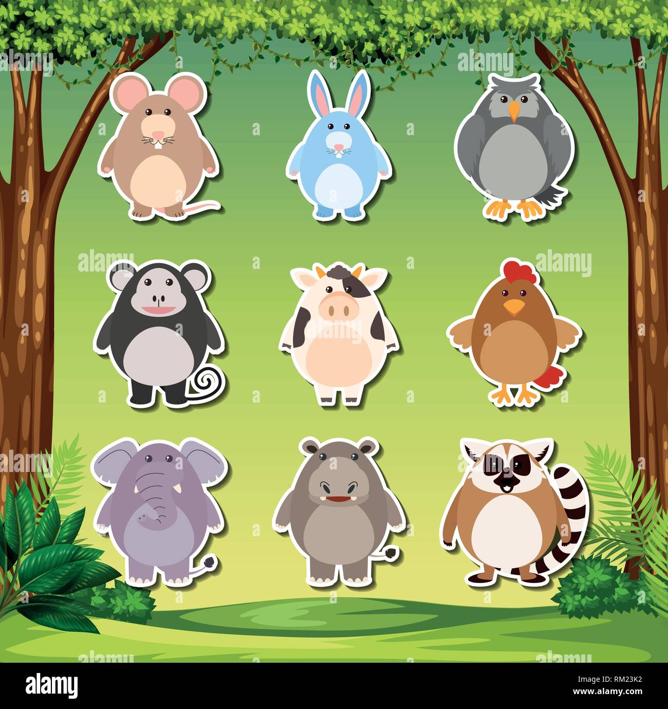 Animal sticker pack set illustration Stock Vector Image & Art - Alamy