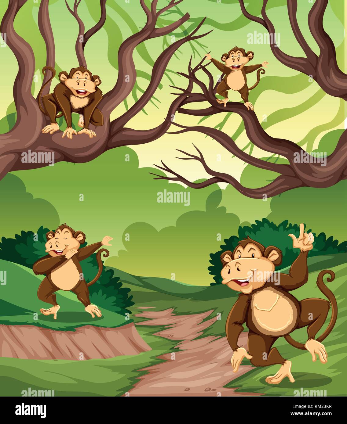 Rainforest monkey illustration Stock Vector Images - Alamy
