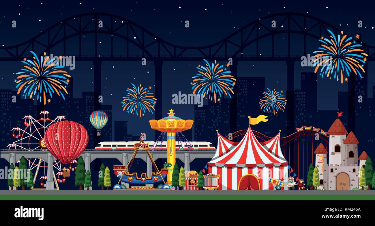 Night fun park Stock Vector Images - Alamy