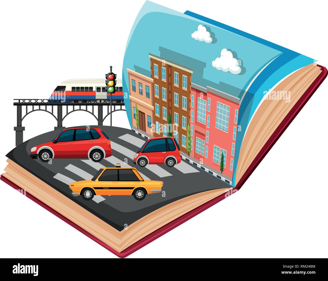 Open book urban traffic illustration Stock Vector Image & Art - Alamy