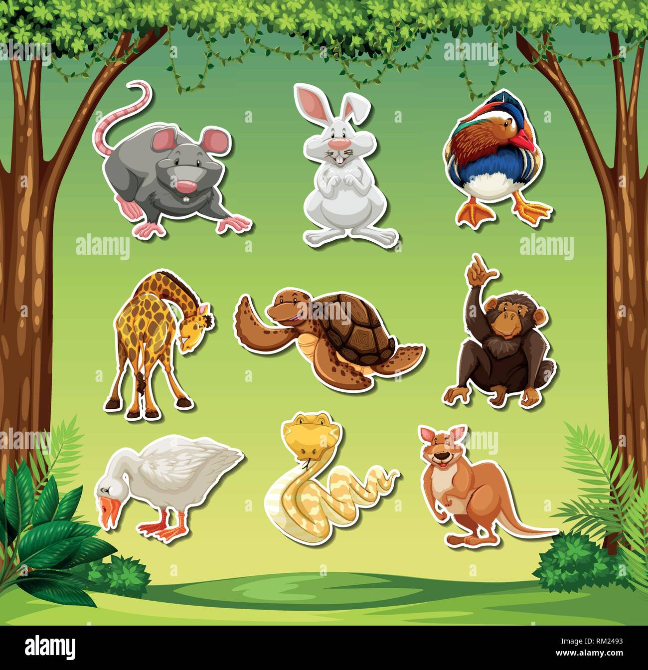 Set of animal sticker pack illustration Stock Vector Image & Art - Alamy