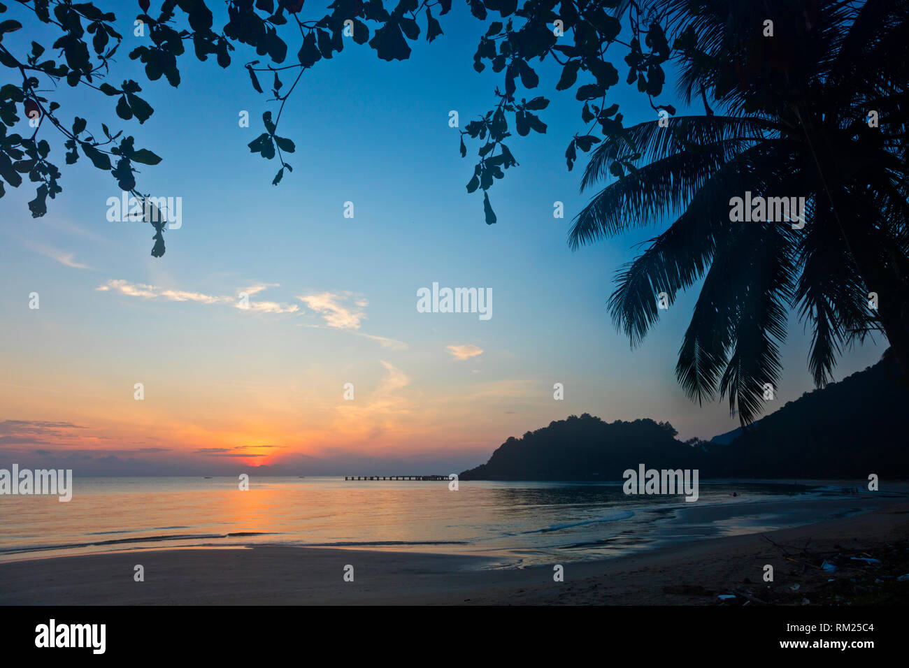 Sunrise on the beach of KHANOM THAILAND Stock Photo - Alamy