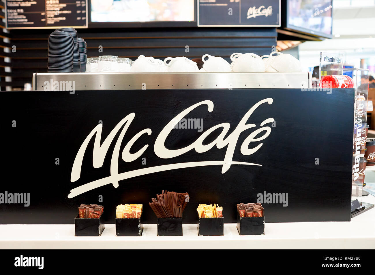 HONG KONG - CIRCA NOVEMBER, 2016: McCafe sign at Hong Kong ...