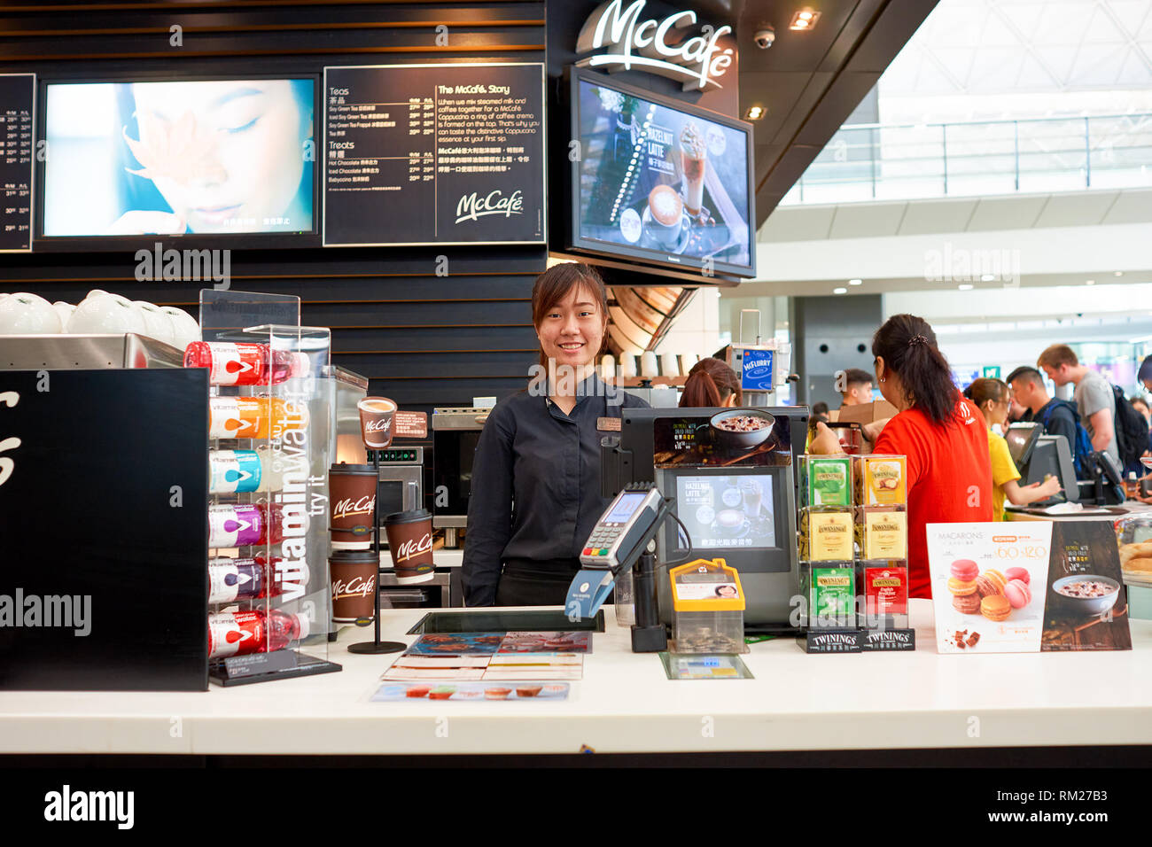 HONG KONG - CIRCA NOVEMBER, 2016: barista at a McCafe in Hong Kong ...