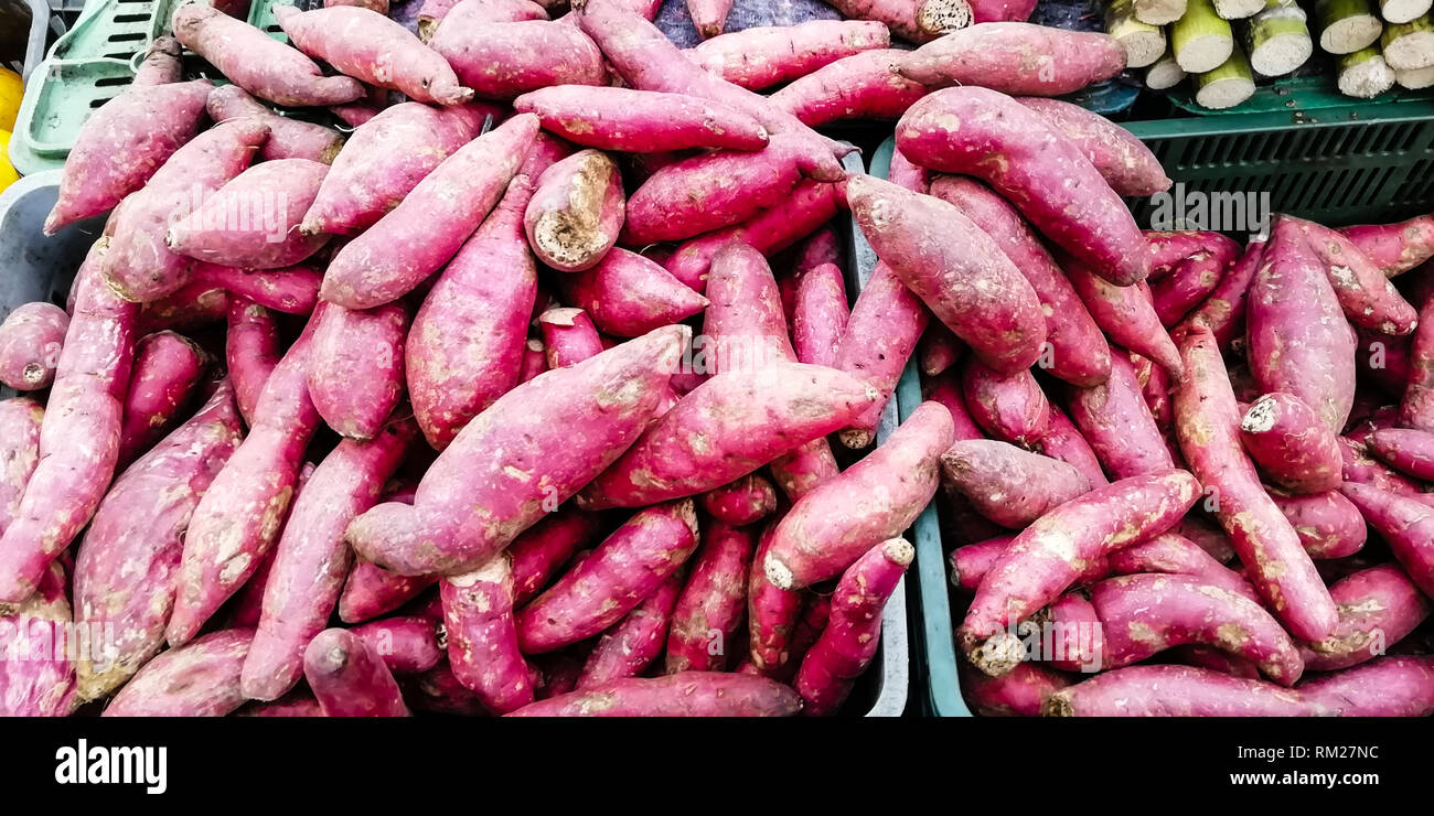 a stack of sweet potato in a mexican market Stock Photo - Alamy