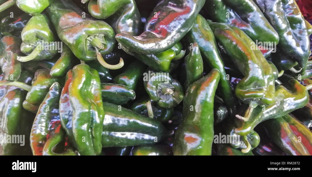 top view of green fresh chiles Stock Photo - Alamy