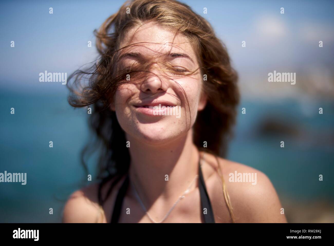 Woman at beach. Crete, Greece Stock Photo - Alamy