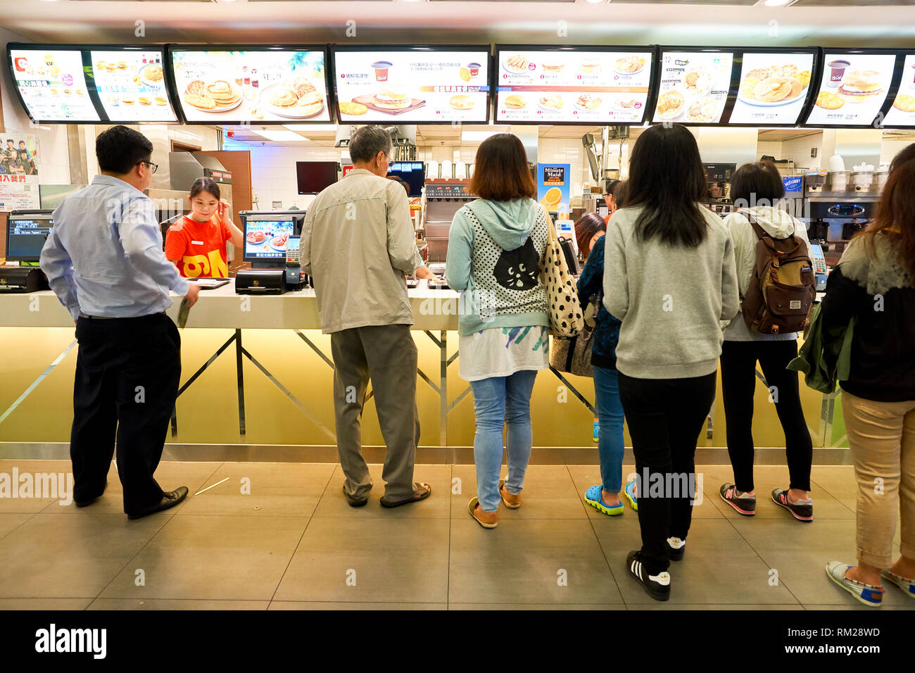 HONG KONG - CIRCA NOVEMBER, 2016: counter service in a McDonald's ...