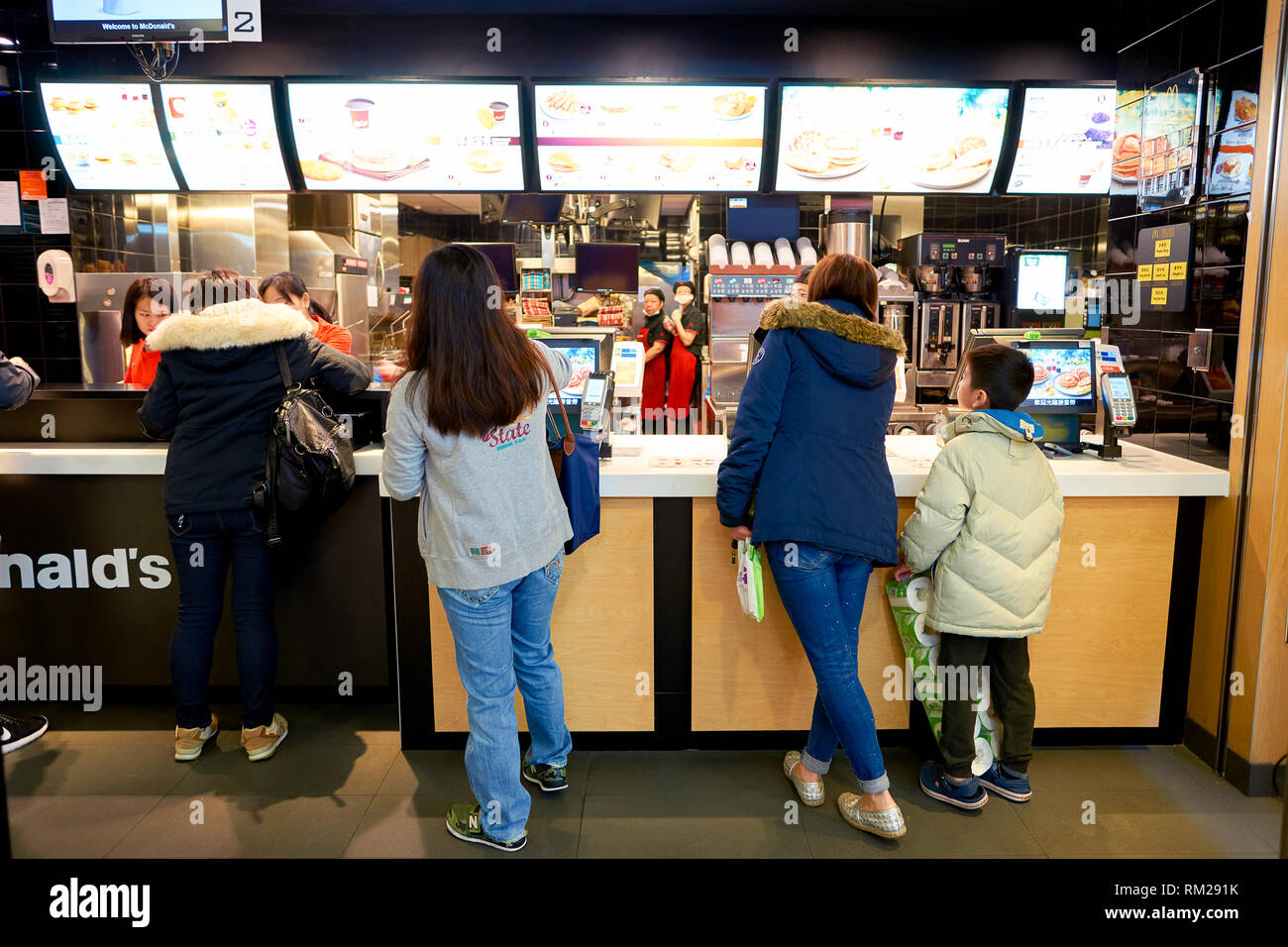HONG KONG - CIRCA NOVEMBER, 2016: counter service in a McDonald's ...