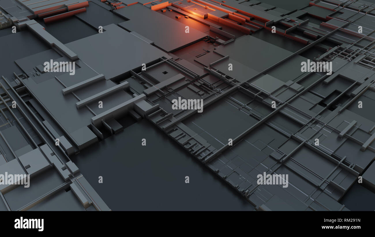 3d render Abstract Technology Background With Cubes Stock Photo - Alamy