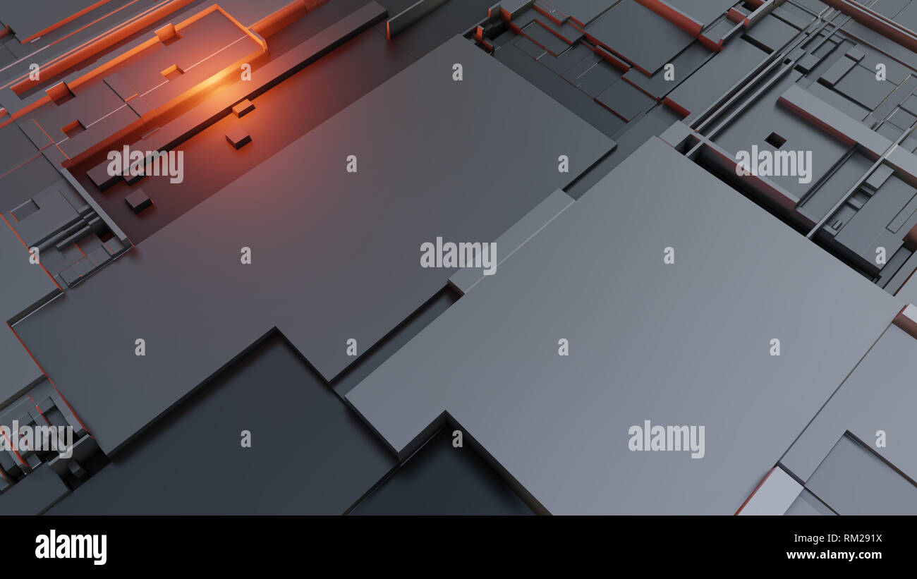 3d render Abstract Technology Background With Cubes Stock Photo - Alamy