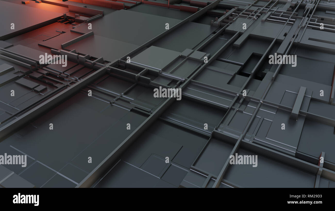 3d render Abstract Technology Background With Cubes Stock Photo - Alamy