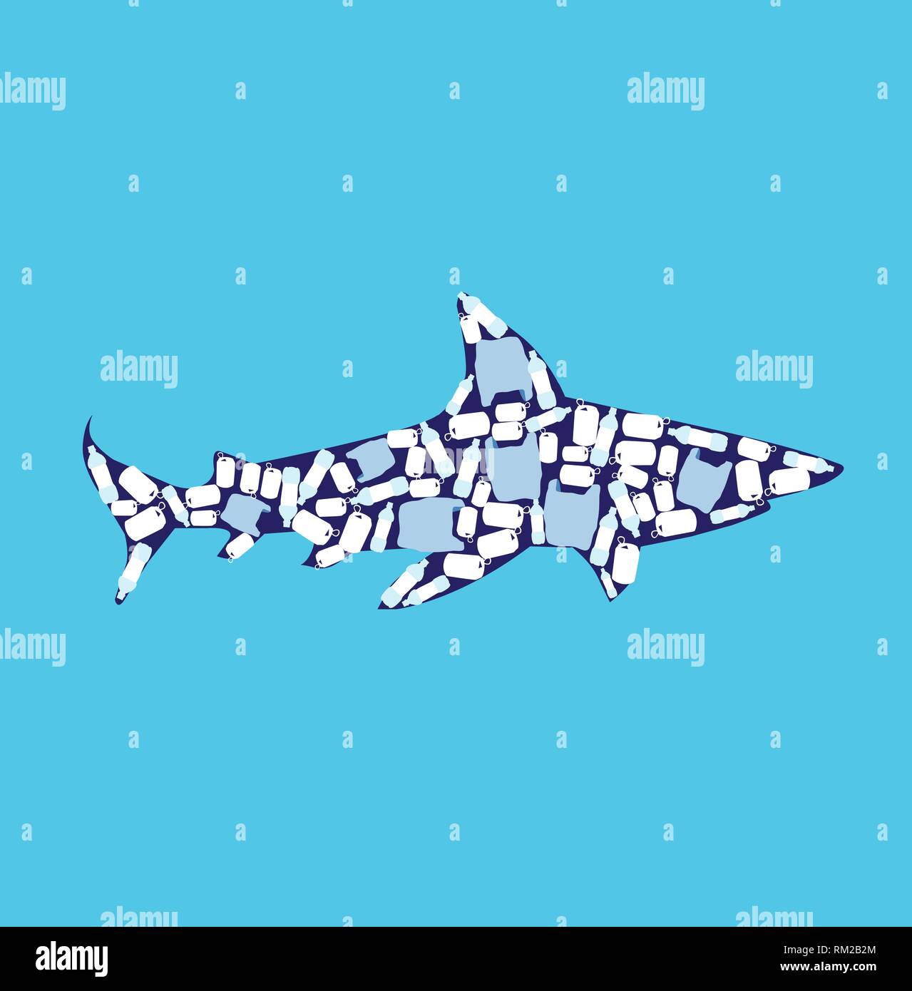 vector illustration of ocean pollution. shark, Earth day Stock Vector ...