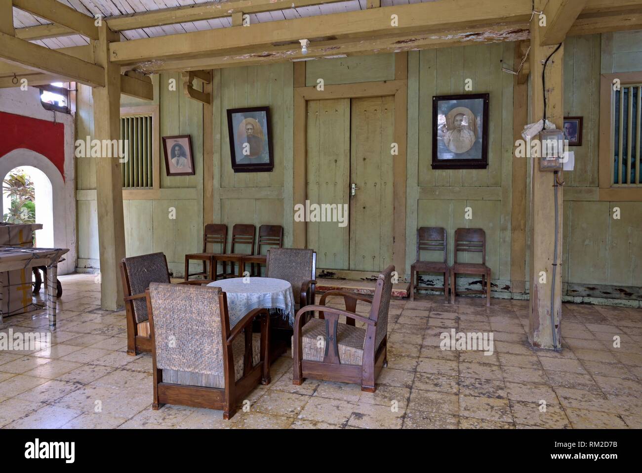 traditional wooden house of Nyah Kiok Batik factory, Lasem, Java island ...