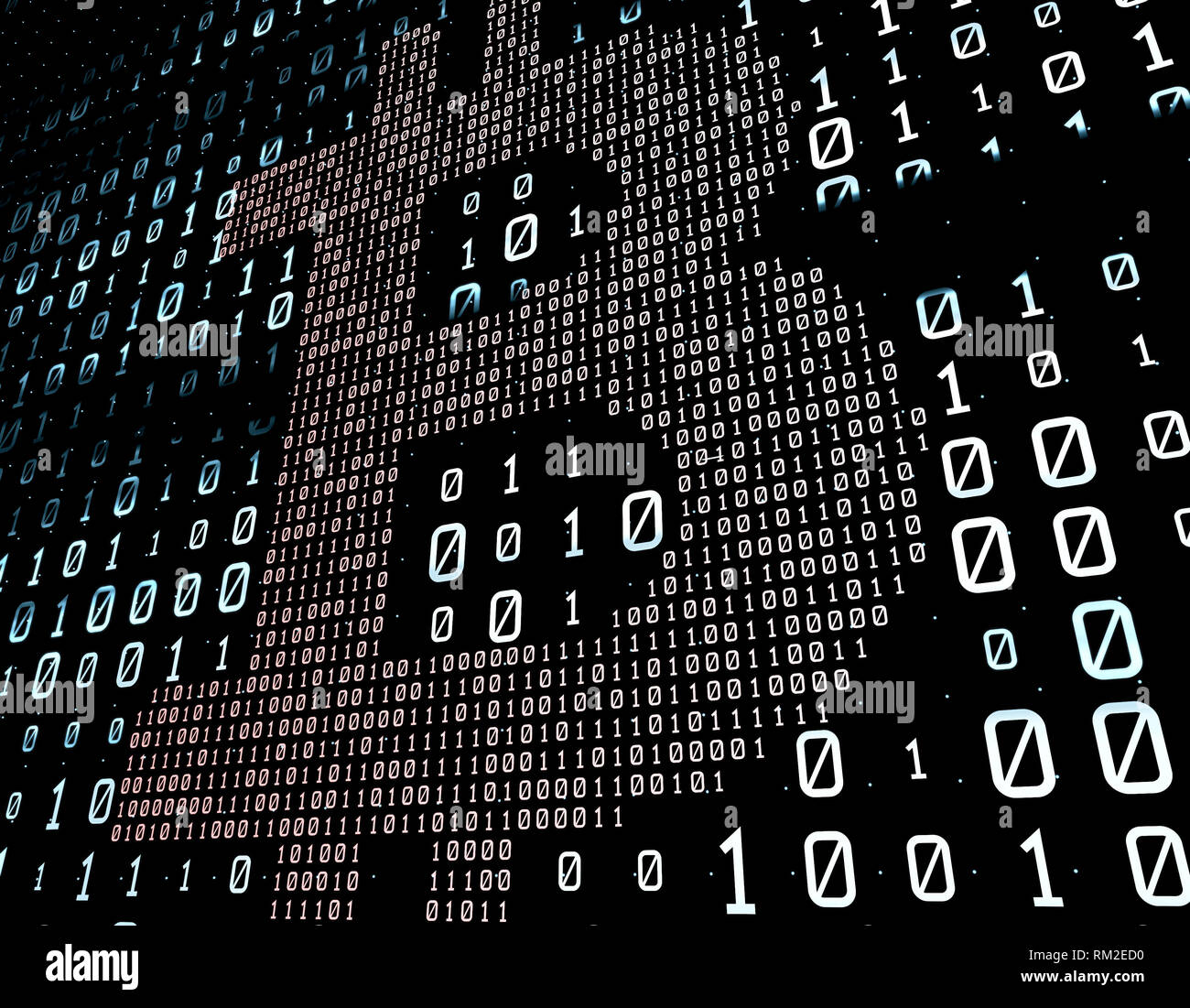Binary code network matrix, Bitcoin, data transmission and storage Stock Photo - Alamy