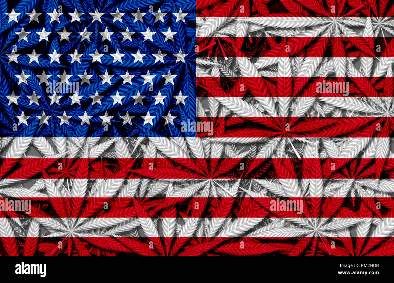 American Flag With Marijuana On It