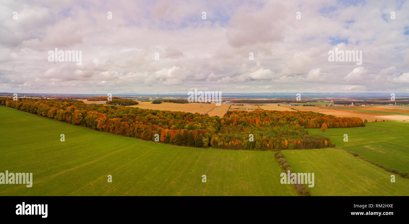Aerial view of some rural fall color landscape at Quebec, Canada Stock ...