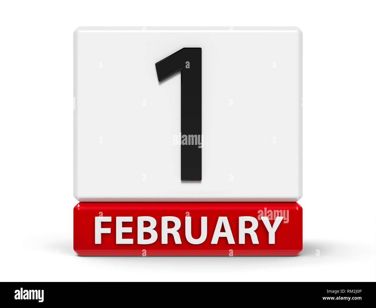 Red and white calendar icon from cubes - The First of February - on a ...